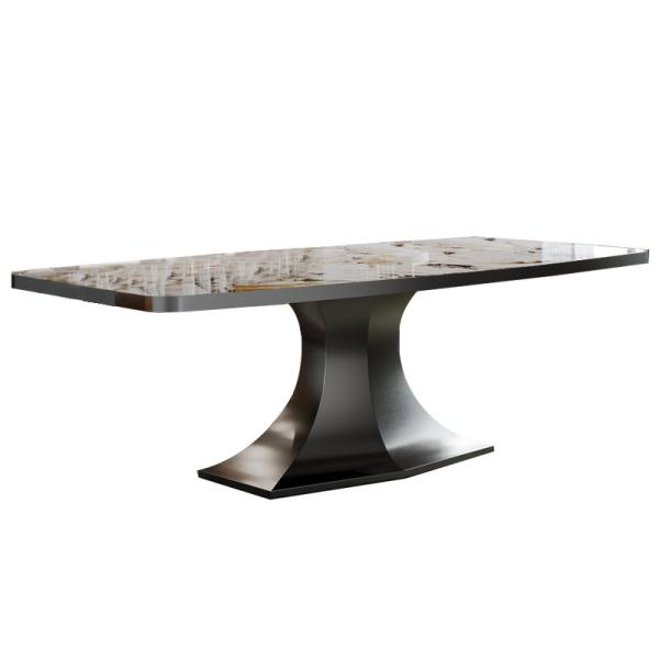 Quality Ceramic Stainless Steel Marble Dining Table Rectangle Shape for sale