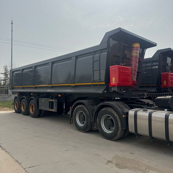 Quality Truck Trailer 60T Rear Load 3 Axles U Model Box Dump Trailer With Mechanical for sale