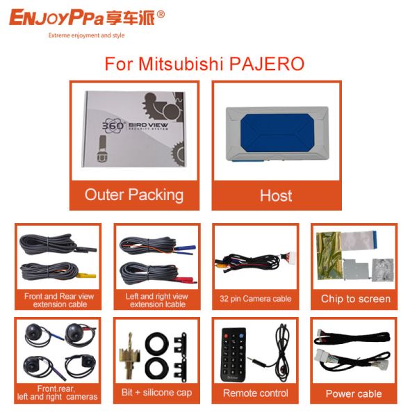 Quality 1GB  LPDDR4 360 Vehicle Camera System For Mitsubishi PAJERO LCD Screen Bird View DVR for sale