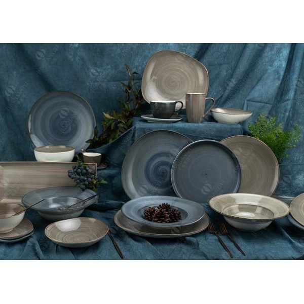 Quality Hand Painted irregular Ceramic Dinner Sets 16Pc For Wedding Party for sale