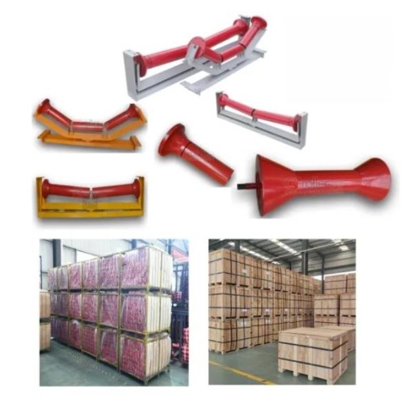 Quality Durable Conveyor Return Roller Set - Red Industrial Belt Support System for sale