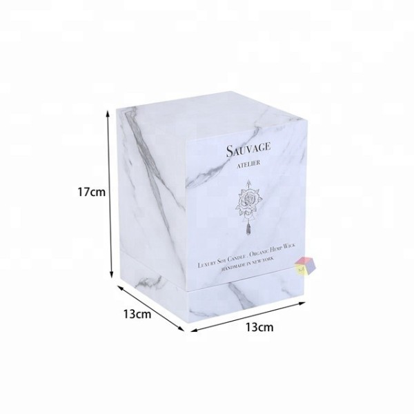 Quality Luxury Custom Logo Marble Printed Lid and Base Rigid Boxes for Candle Gift for sale