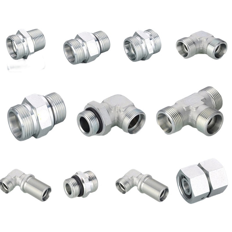 Hexagonal Carbon Steel Straight External Thread Jic37 Degrees to Nptf External Thread Hydraulic Transition Joint