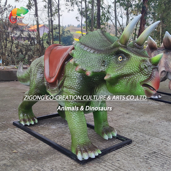 Quality Interactive Fiberglass Triceratops Ride-On: Child-Friendly Dinosaur Sculpture for sale