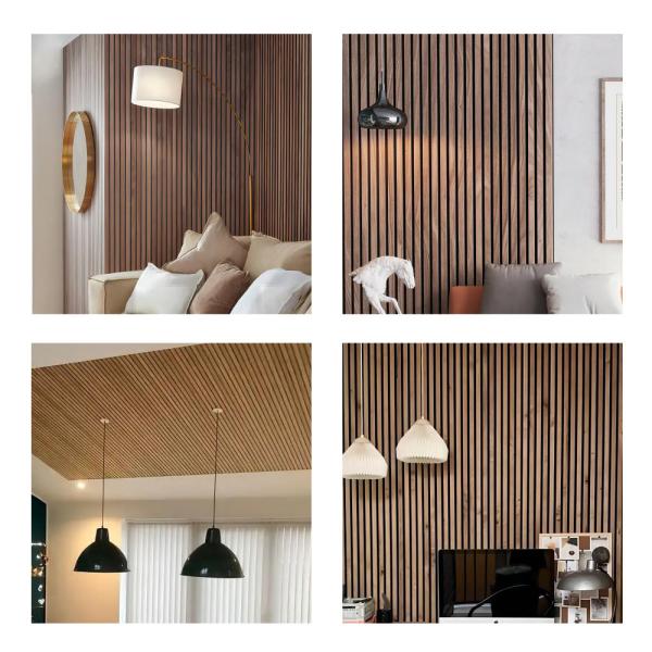 Quality Wood Slat Base Polyester Fiber Acoustic Panel Soundproof 2400x600mm for sale