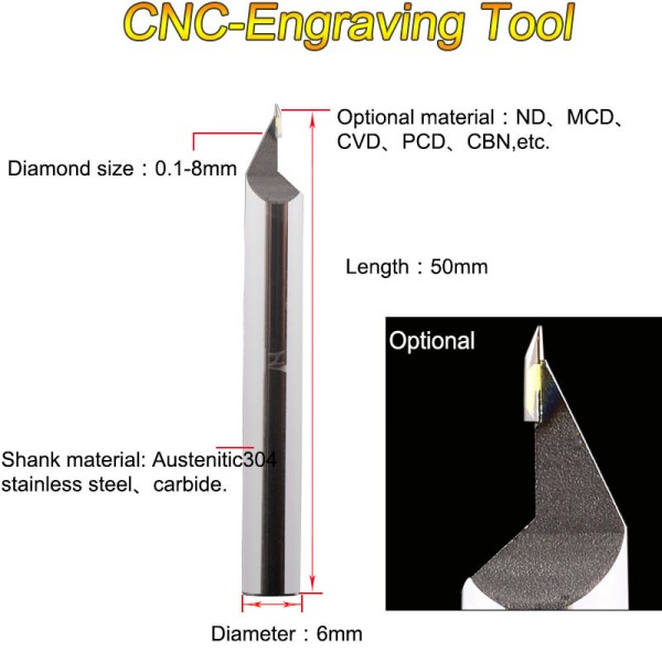 Quality SS304 Shank ND CVD Diamond Engraving Tools for sale