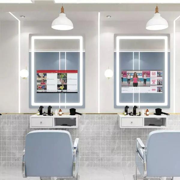 Quality Custom 28 Inch Bathroom Touch Screen Mirror Rectangular Shape for sale