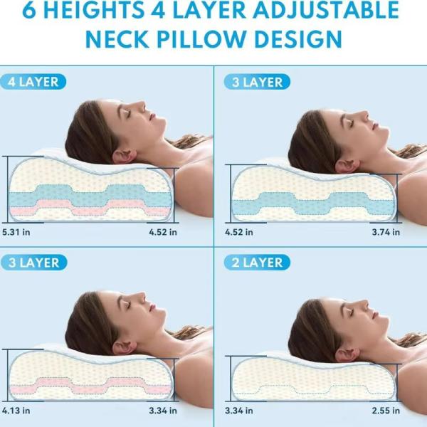 Quality 4-Layer Adjustable Memory Foam Pillow for Sleeping Ergonomic Contour Cooling for sale