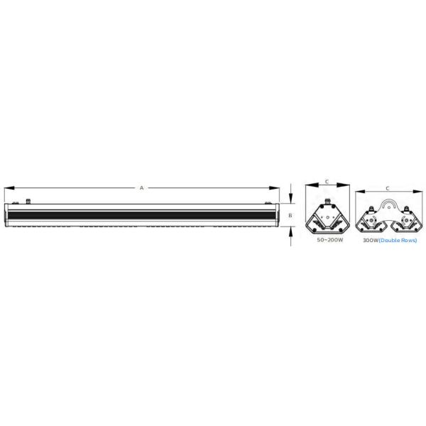 Quality DUALRAYS 1ft 50W HB6 IP66 140LPW Aluminium LED Linear Highbay for Warehouse for sale
