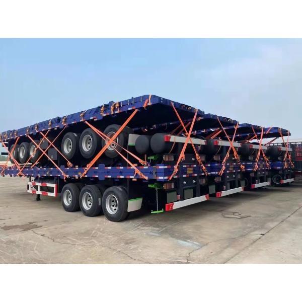 Quality Long Distance Hauling Tri-Axle Container Flatbed Semi-Trailers with 50T Load Capacity for sale