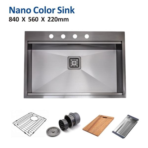 Quality 33" Brushed Topmount 84x56 Single Bowl Stainless Kitchen Sink for sale