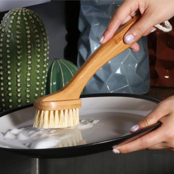 Quality All Natural Pan Dish Stocked Bamboo Kitchen Brush Set Wood for sale