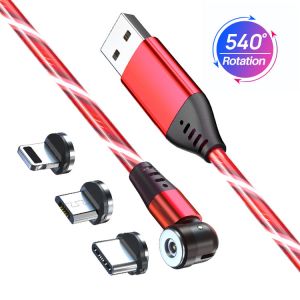 Quality Focuses Magnetic USB Charging Cable 3m LED Flowing Luminous Phone Charging Cable for sale