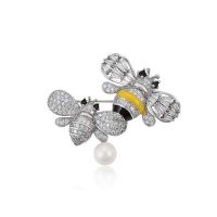 Quality Stunning Colorful Enamel Bee Brooch Crystal Rhinestone Bumble Bee Lapel Pin for sale
