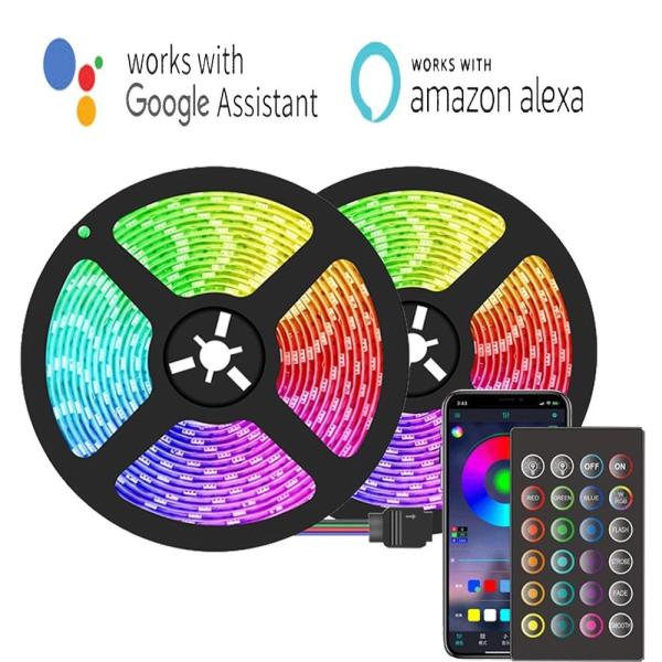 Quality 5m 10m 15m Indoor and Outdoor Bluetooth/Wifi Remote Control Smart Strip Lights for sale