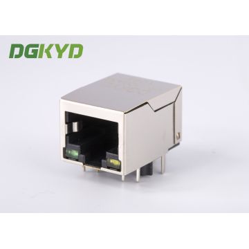 Quality Metal shield Female 1x1 tab down 100base PoE RJ45 Network Jack with Led for Set for sale