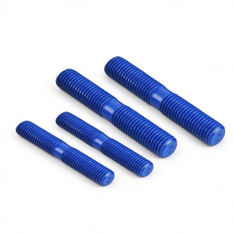 Quality High Temperature Resistant PTFE Coated Double Ended Bolts With Double Nuts Available in Various Material for sale