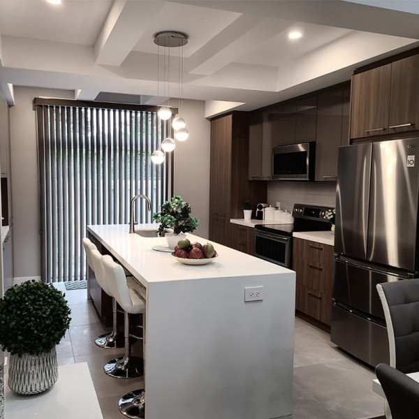 Quality Quartz Stone Countertop Complete Matte Style Customized Size Modular Kitchen for sale