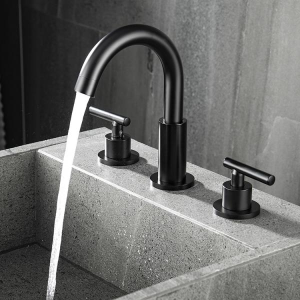 Quality 8In Widespread Bathroom Sink Faucet Matte Black Centerset Faucet for sale