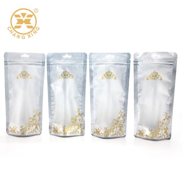 Quality Clear Front Silver Back Resealable Zipper Metallized Stand Up Pouch Food Storage for sale