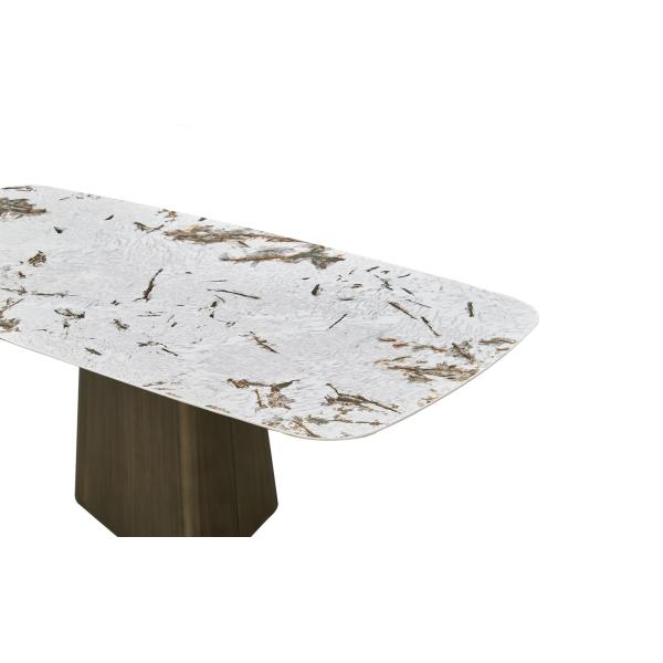 Quality Luxury Rectangle Ceramic Marble Top Dining Table With 10 Chairs for sale