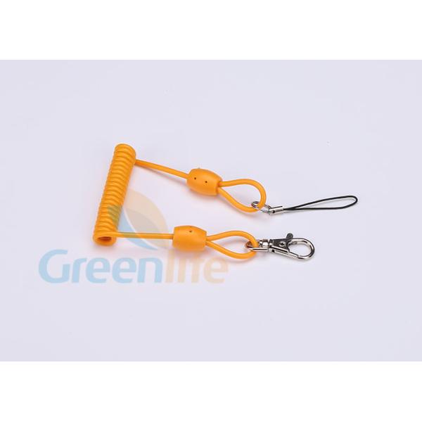 Quality Stretched 80 CM Bungee Retractable Tool Lanyards Yellow Spring Key Chain Holder for sale