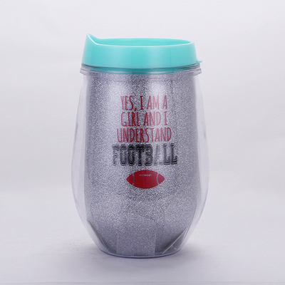 Quality 300ml Double-layer Egg-shaped Plastic Cup With U-shaped Straw Comes With Straw for sale