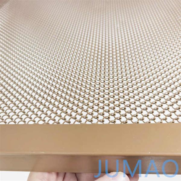 Quality Custom Mesh Screen Divider Architectural Woven Metal Mesh Champagne Gold for sale