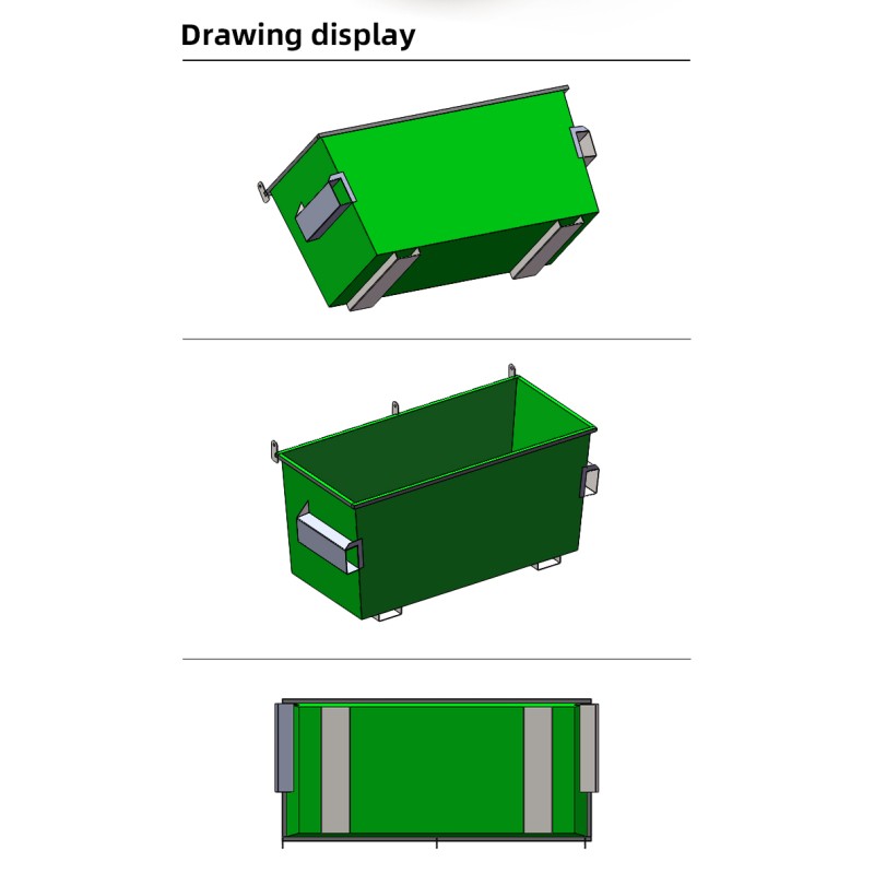 Front lift bin top view showing open top design