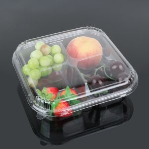 Quality Fruit Packaging 5cm Disposable Plastic Food Box With Divider for sale