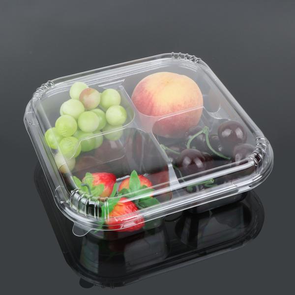 Quality Fruit Packaging 5cm Disposable Plastic Food Box With Divider for sale