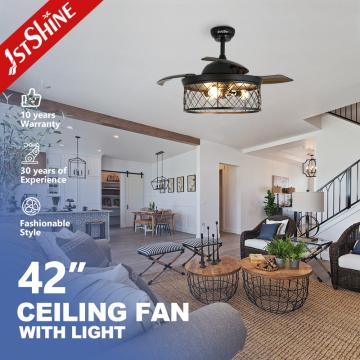 Quality 42 Inches Farmhouse Bedroom Invisible Ceiling Fan With Lights And Remote Control for sale
