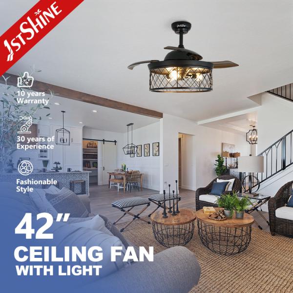 Quality 42 Inches Farmhouse Bedroom Invisible Ceiling Fan With Lights And Remote Control for sale