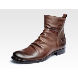 Quality Round Toe Mens Ankle Boots Genunine Leather Casual Mens Elevator Boots for sale