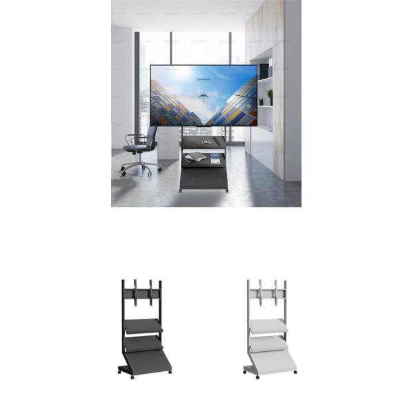 Quality Black Rolling TV Stand 132Lbs With Documents Shelf Rolling Tv Shelf With Wheels for sale