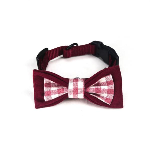 Quality Wide Yellow Red Nylon Dog Collars Personalised Christmas Thanksgiving Dog Bow Tie for sale