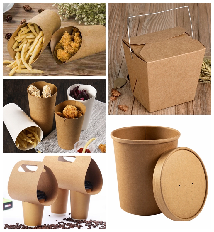 Takeaway Box Material Poly Coated Kraft Paper Board Natural Brown 