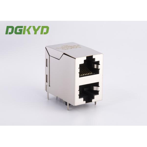 Quality Shielded Magnetics Dual Port Rj45 Connector OFFSET STACK JACK 100 BaseT for sale