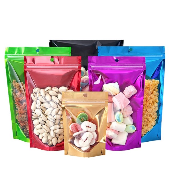 Quality Premium Stand up Pouch Clear Resealable Plastic Zip Lock Bag for Snacks Candy Coffee Cereal Storage for sale