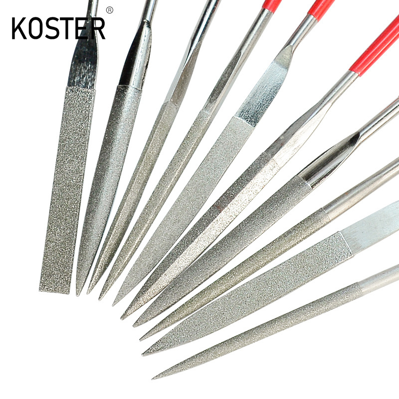 10PCS Half Round Shaped Plastic Coated Grip Handle Diamond Coted Needle File