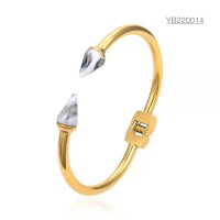 Quality Stainless steel jewelry couple big diamonds bracelet 14k gold adjustable bangles for sale