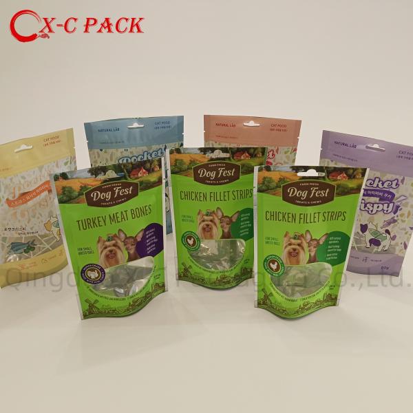Quality Window Recyclable plastic pet food packaging aluminized stand up bag with zipper for sale