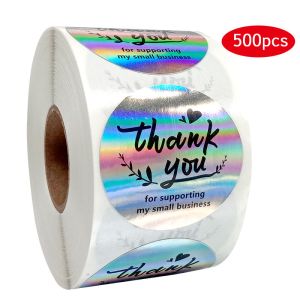 Quality Personalized Circle Holographic Thank You Stickers Label Printing for sale