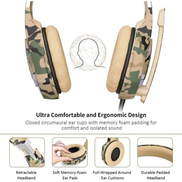 Quality USB PC Stereo Wired DC5V G2600 Camouflage Gaming Headset for sale