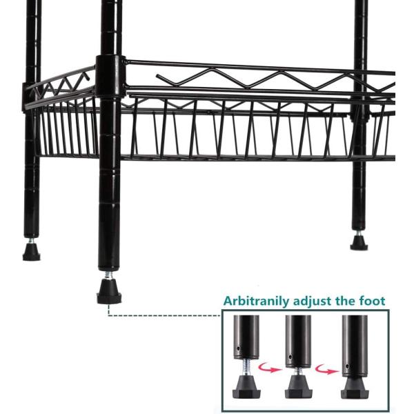 Quality 4 Tier Metal Wire Storage Shelving Rack With Baskets Kitchen Adjustable Corner for sale