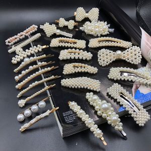 Quality Handmade Pearls Decorative Hair Clips Pin For Makeup Geometric Flower Barrettes for sale