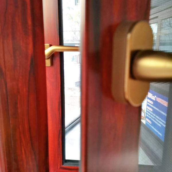 Quality Horizontal Brown Woodgrain Upvc Windows Opening Swing for sale