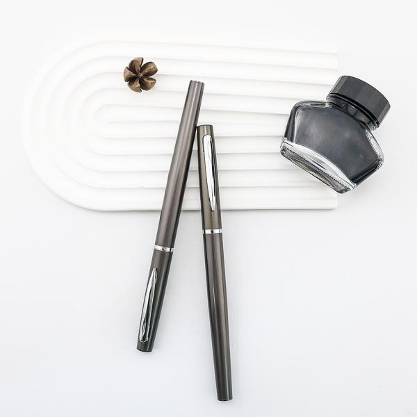 Quality Grey Metal Calligraphy Brush Pen Fountain Pen Style Soft Tip Brush Pen for sale