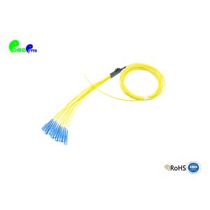 Quality LSZH Yellow Jacket Fiber Optic Pigtail 12F 9 / 125μM SC UPC Ribbon Fanout 2.0mm for sale