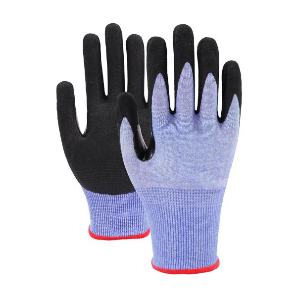 Quality 18 Gauge  Anti Cut Nitrile Coating Gloves Reinforced Thumb Crotch Superior Grip Safety Work Gloves for sale
